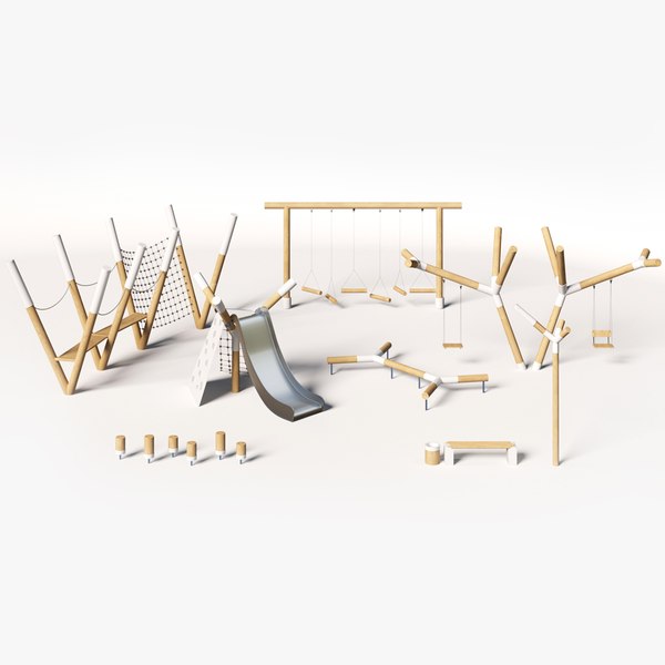 modelo 3d Parque infantil con banco y farol - TurboSquid 1747436