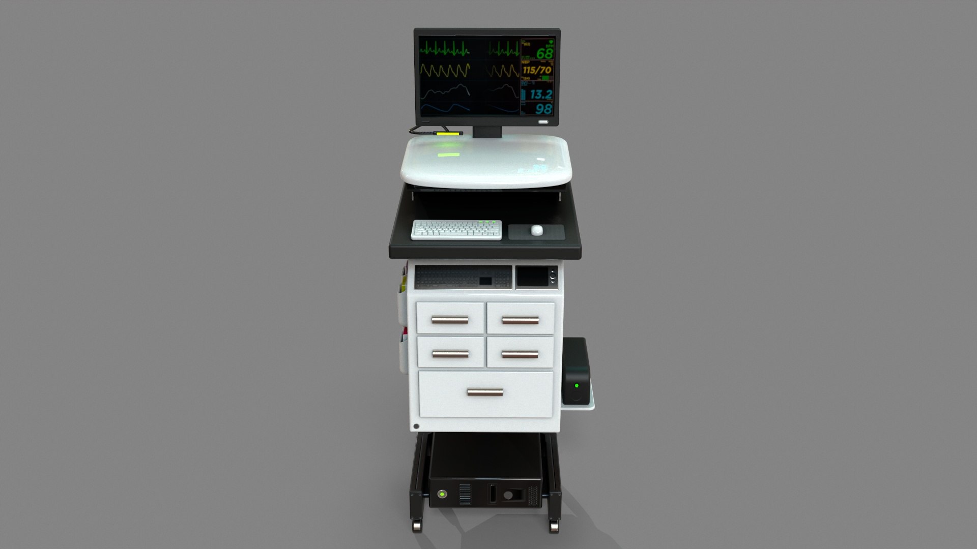 3D Model Mobile Computer Cart Workstation - TurboSquid 2001778