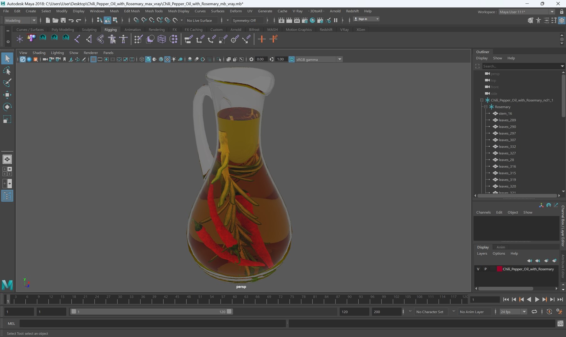 3D Model Chili Pepper Oil With Rosemary - TurboSquid 2405760