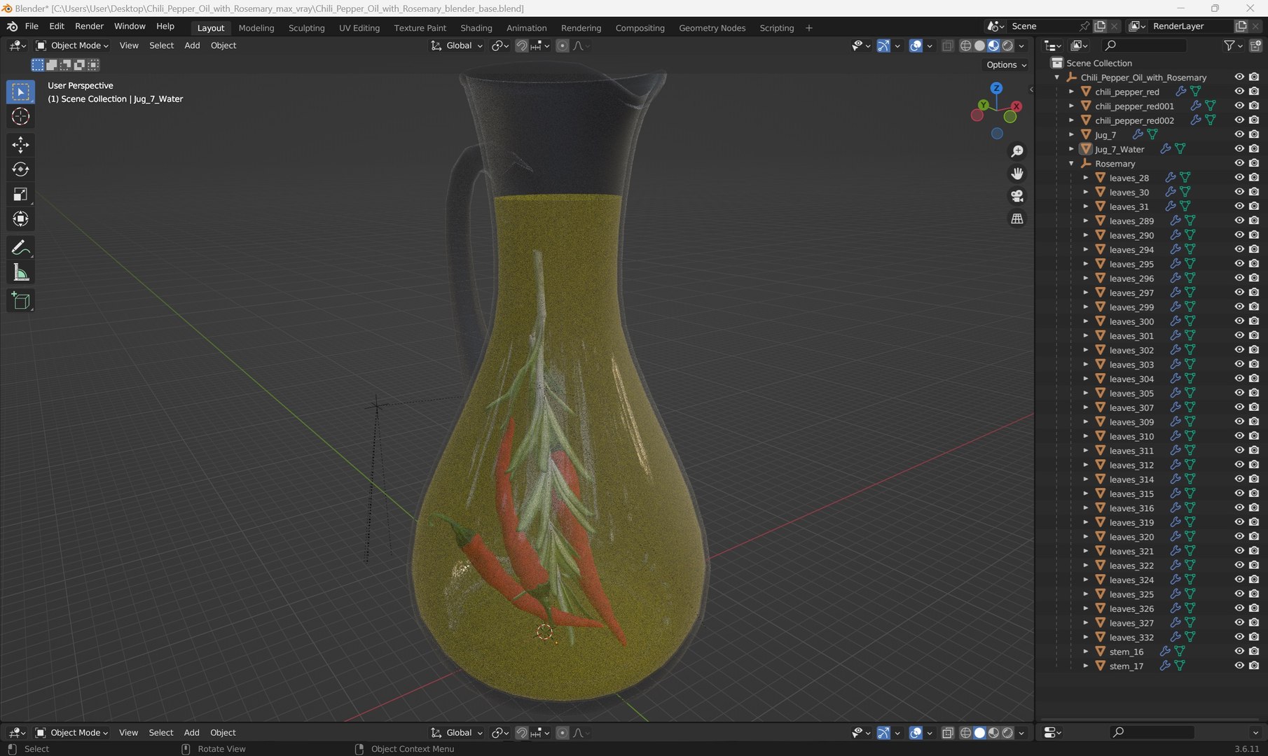 3D Model Chili Pepper Oil With Rosemary - TurboSquid 2405760