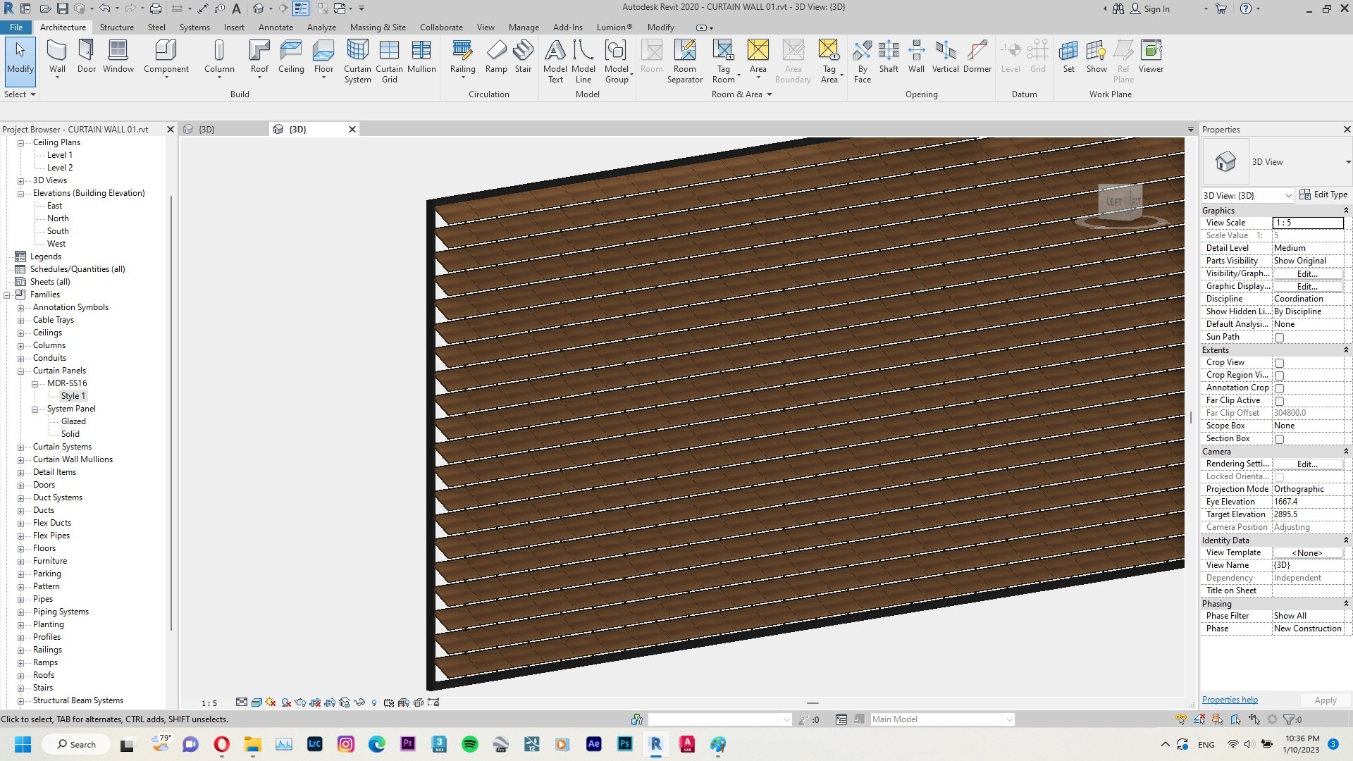 modèle 3D de Mur-rideau Famille Revit - Brise-soleil en bois ...