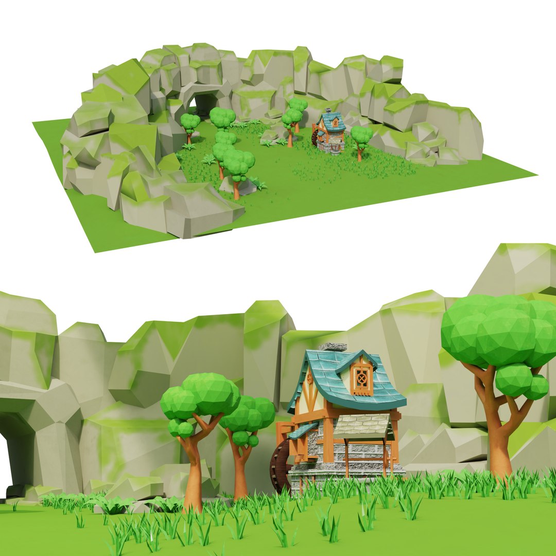Mountain Hill Village Low Poly 3D Scene Model - TurboSquid 2257748