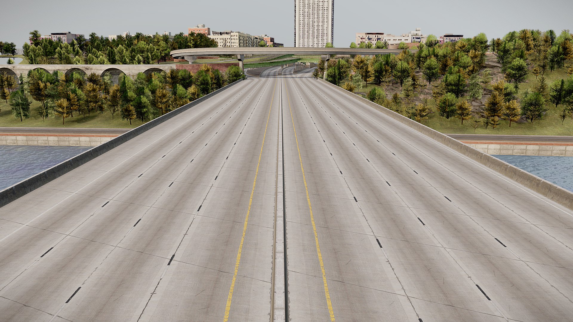 New York Highway With Low Poly City Interstate 3D - TurboSquid 2302897