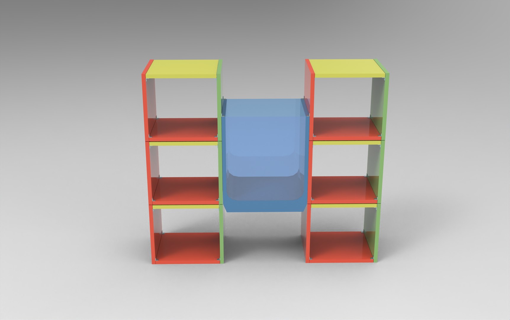 Bookshelves And Glass Box 3D - TurboSquid 1951976