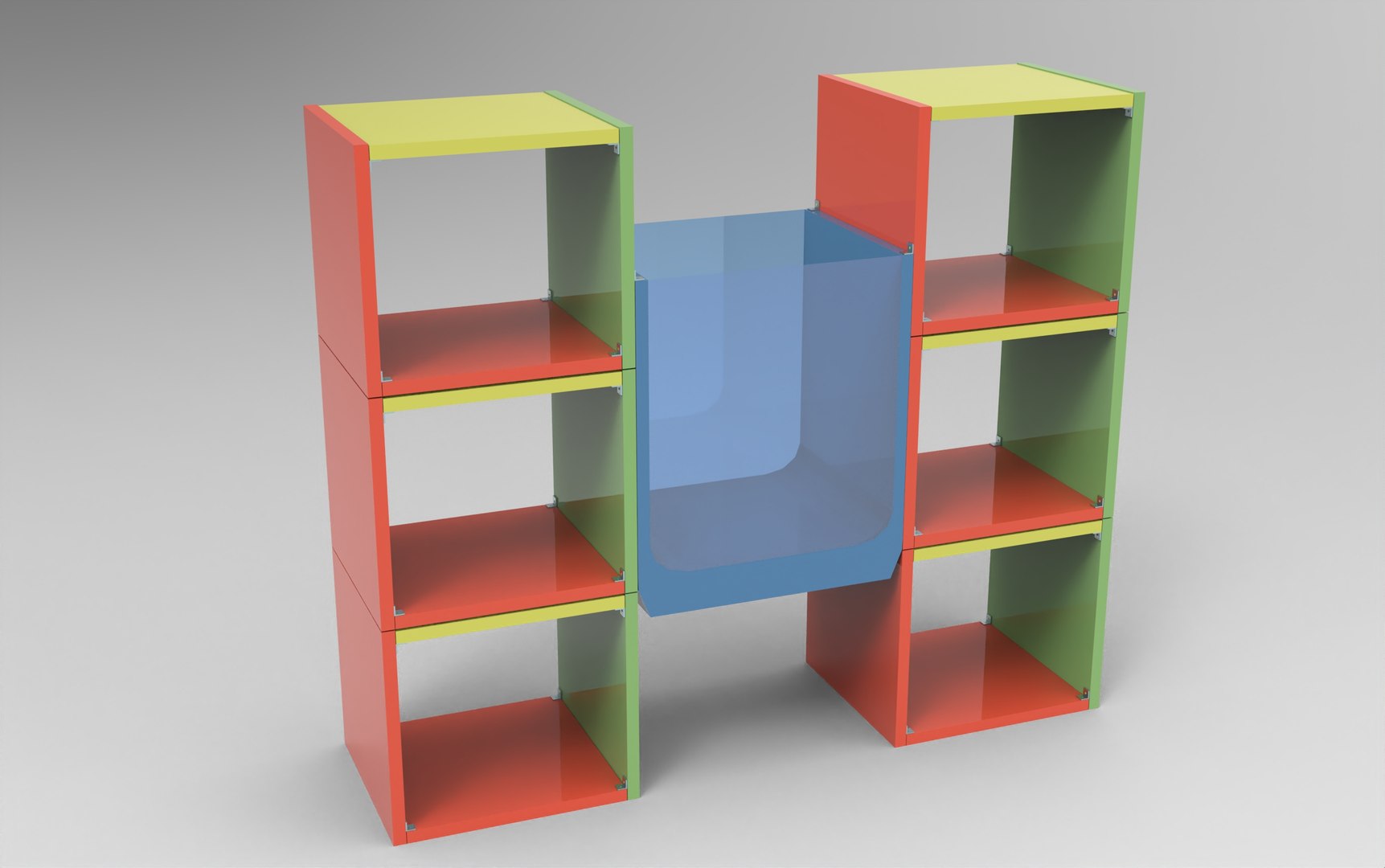 Bookshelves And Glass Box 3D - TurboSquid 1951976