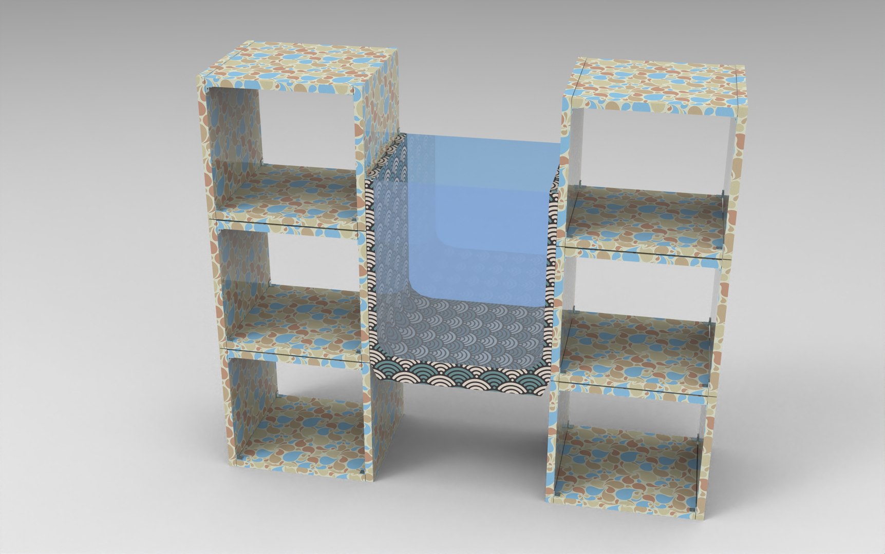 Bookshelves And Glass Box 3D - TurboSquid 1951976
