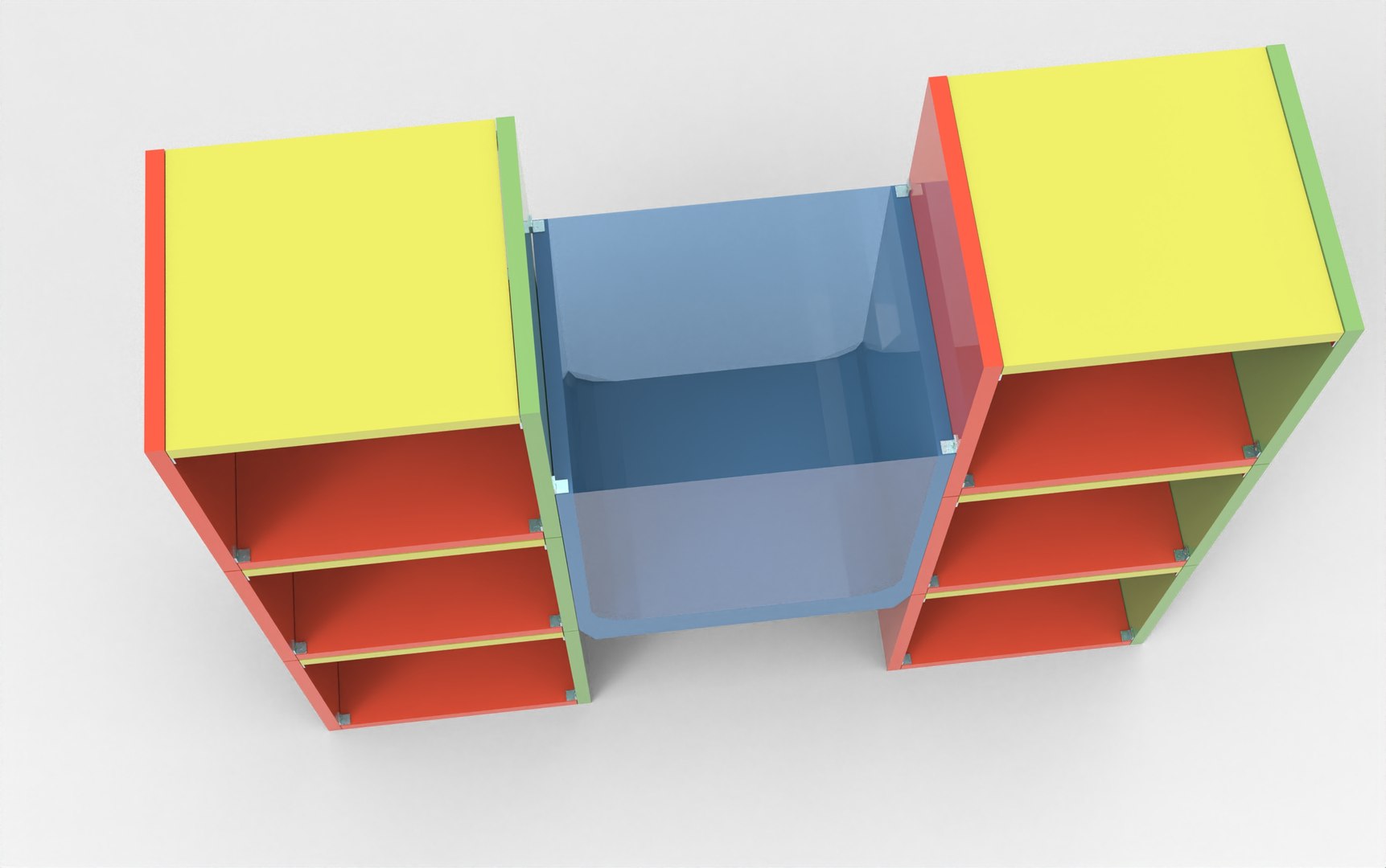 Bookshelves And Glass Box 3D - TurboSquid 1951976