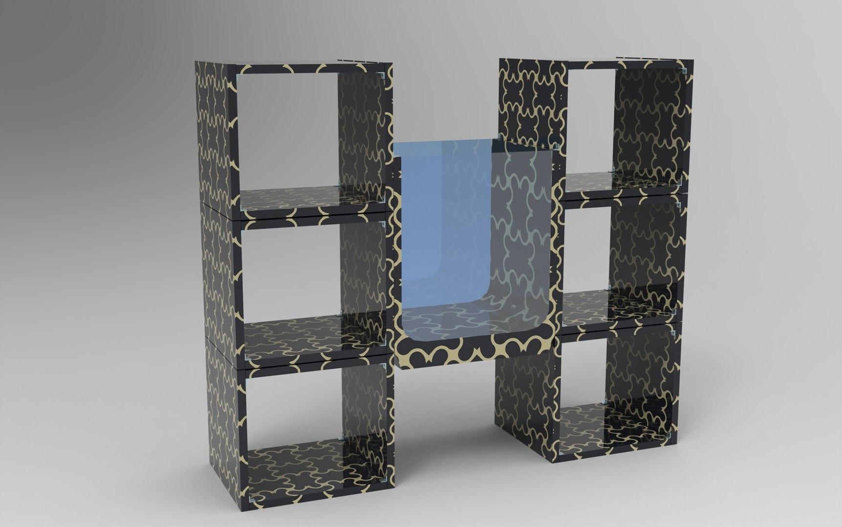 Bookshelves And Glass Box 3D - TurboSquid 1951976