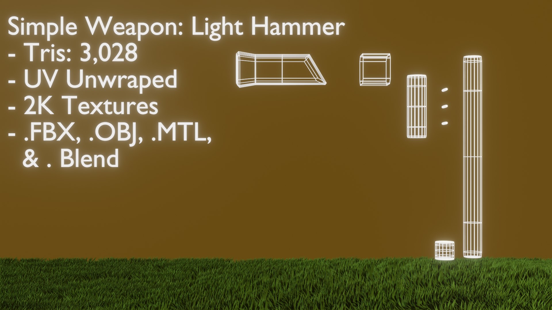 3D model Simple Fantasy Light Hammer - TurboSquid 2136464