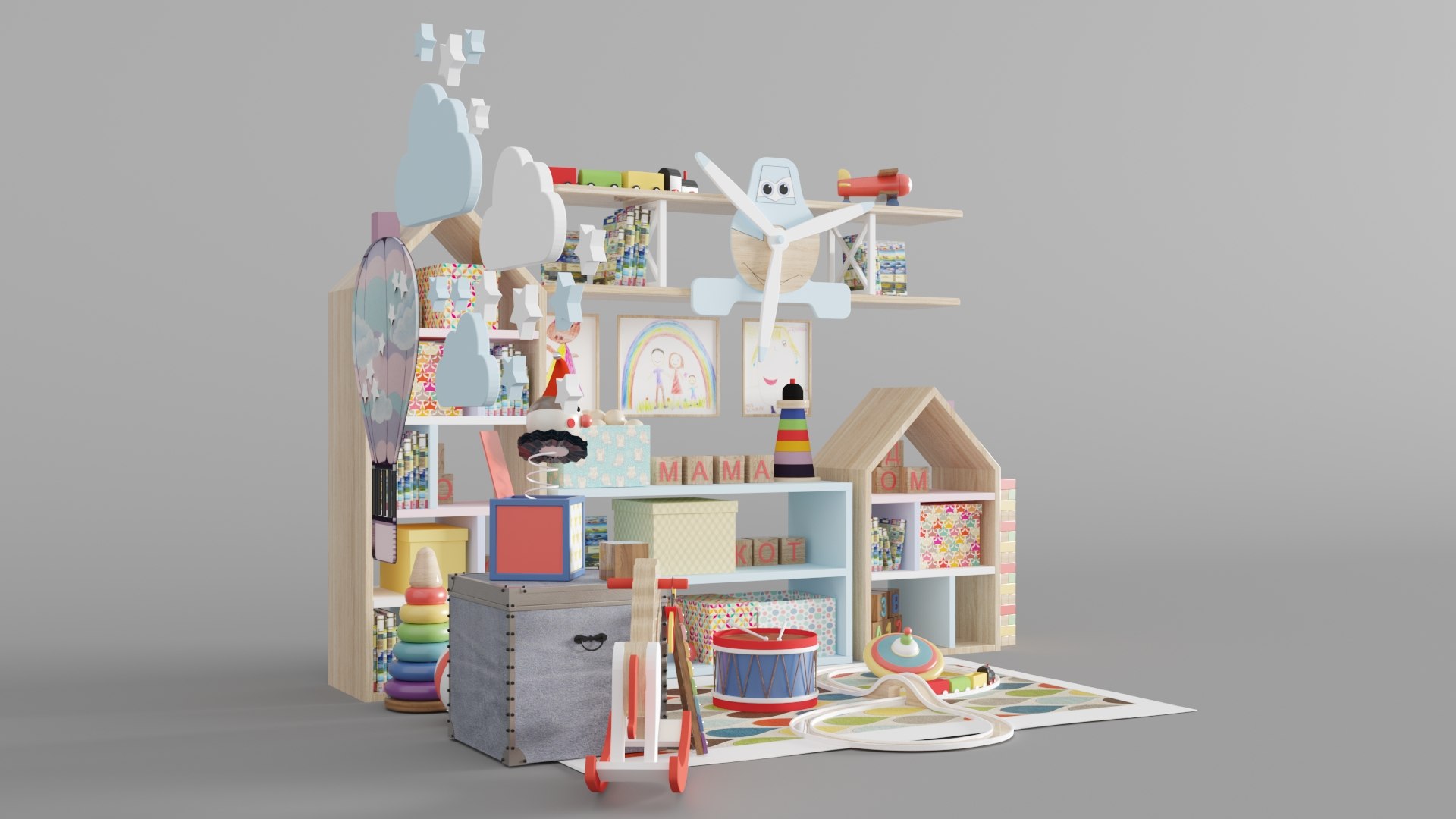 3D Playful Toy Collection And Storage Unit Model - TurboSquid 2196766