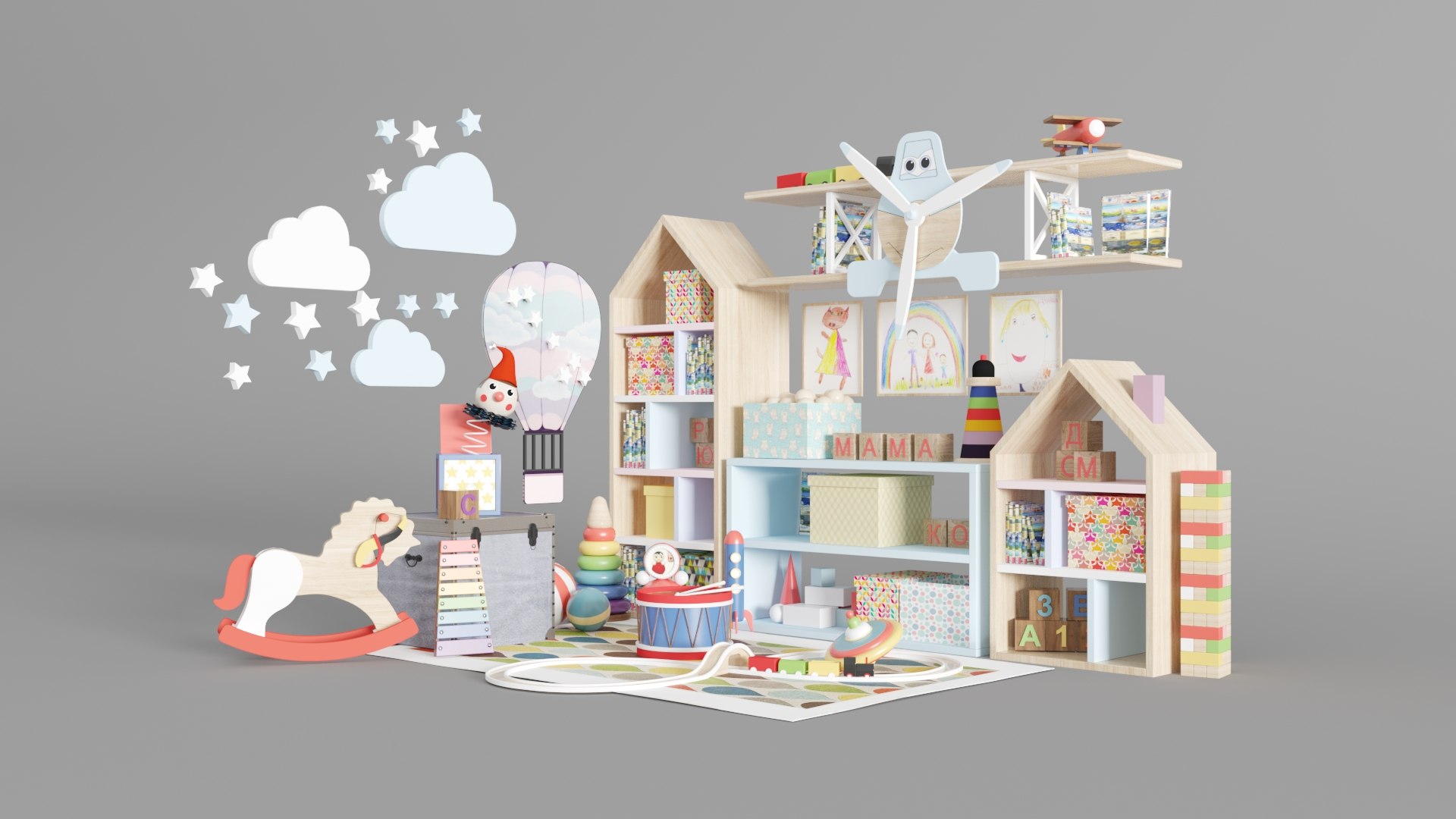 3D Playful Toy Collection And Storage Unit Model - TurboSquid 2196766