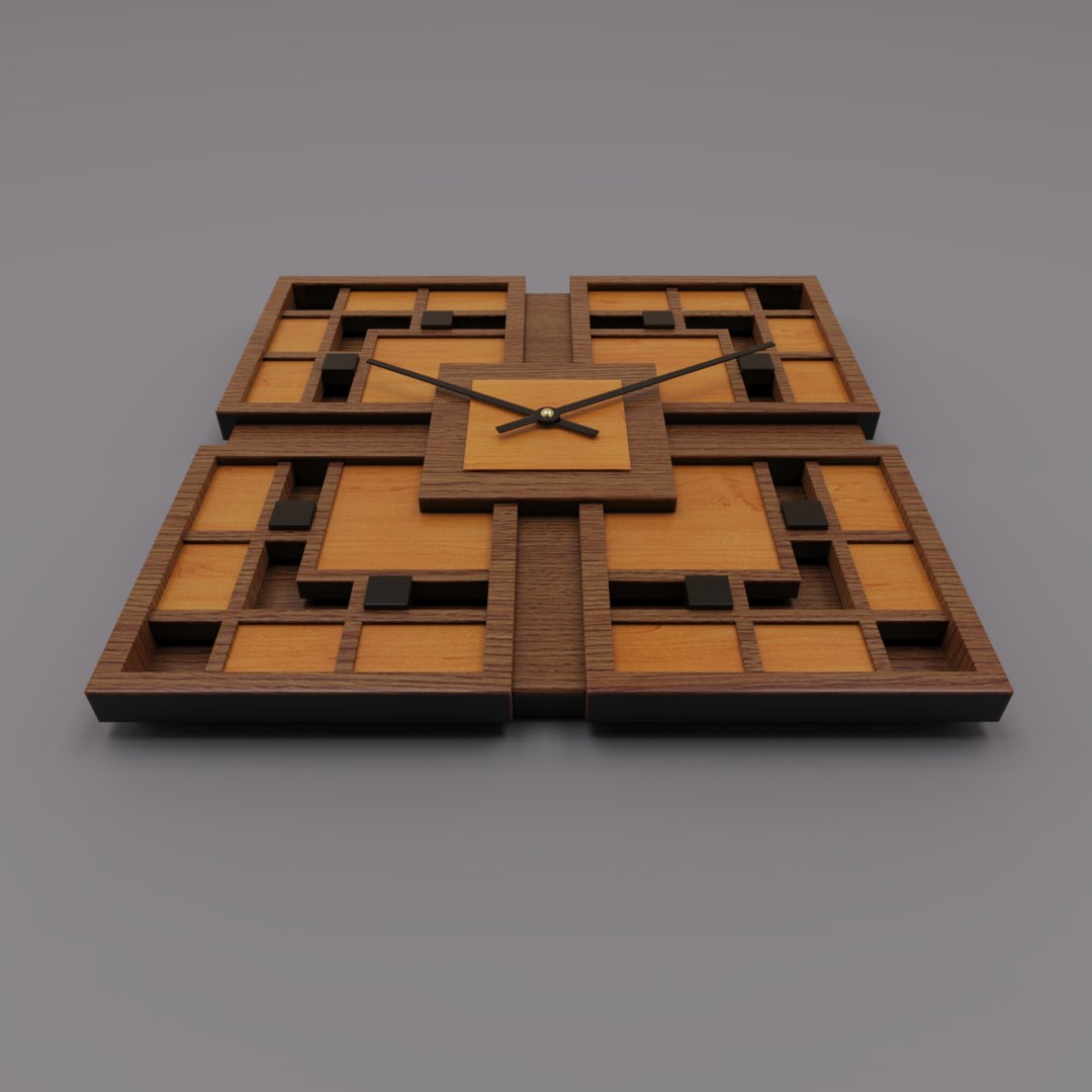 Clock Radial Squares Wood DIY Model - TurboSquid 1951141