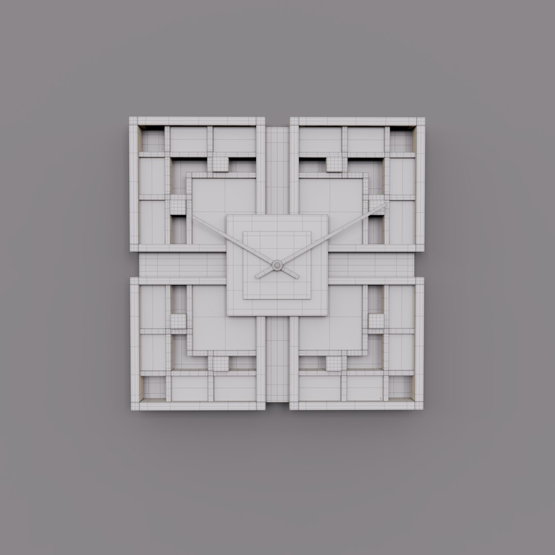 Clock Radial Squares Wood DIY Model - TurboSquid 1951141