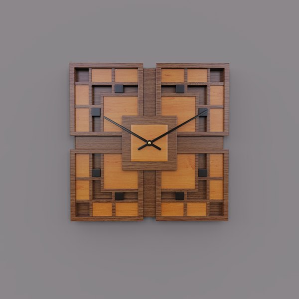 Clock radial squares wood DIY model - TurboSquid 1951141