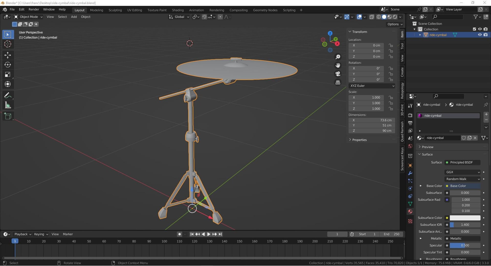Ride Cymbal 3D Model - TurboSquid 2026193