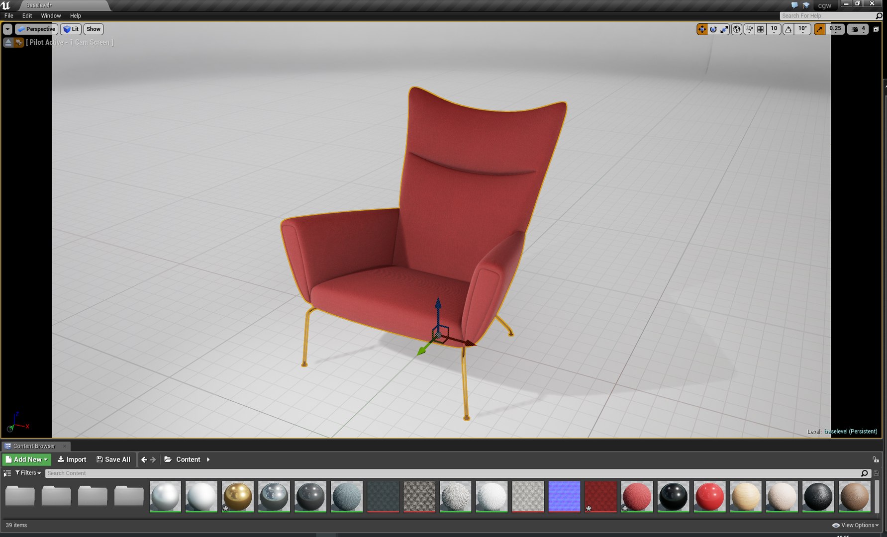 3d unreal wegner wing chair model