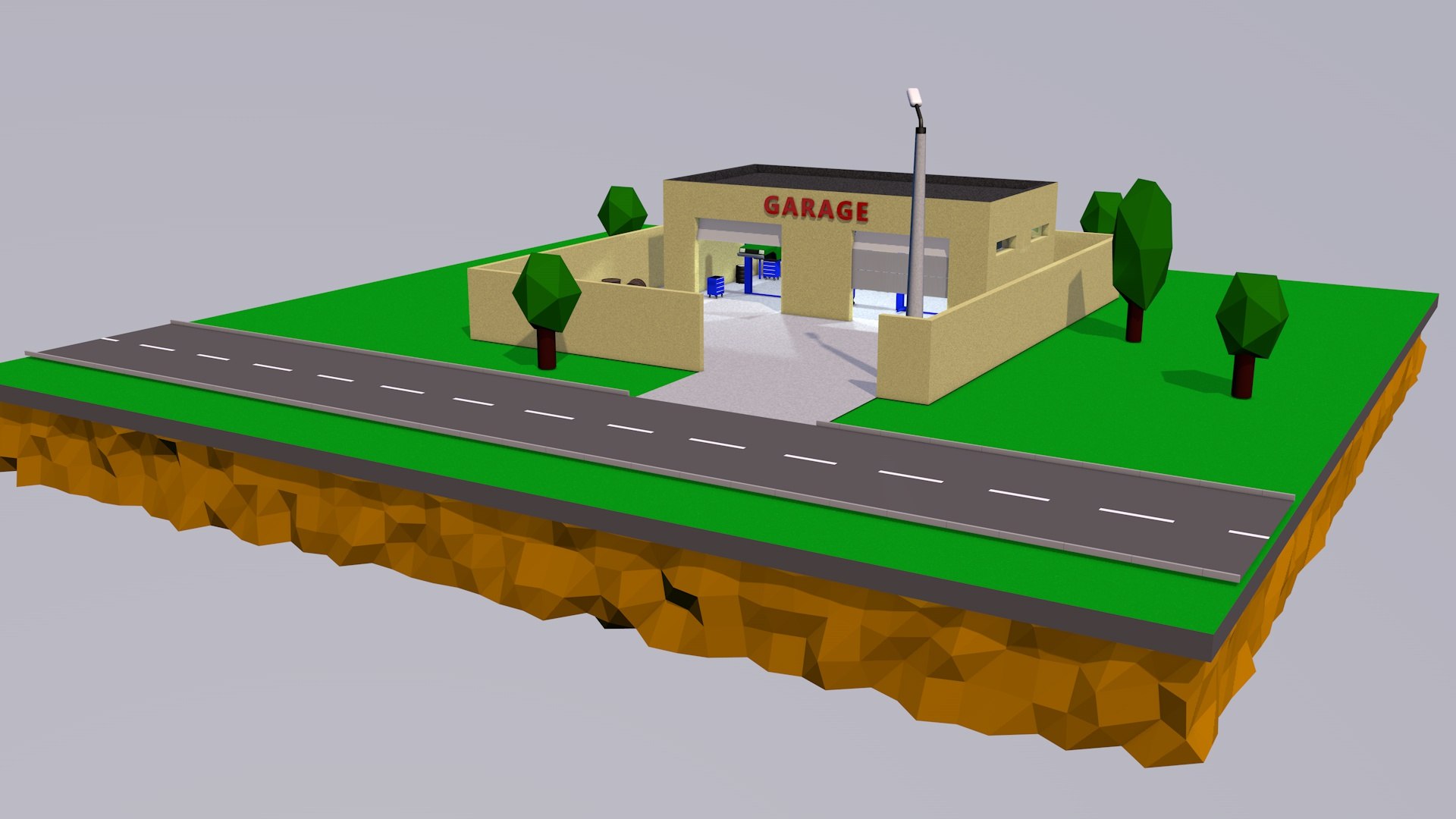 Yancher City Low Poly Garage Body Shop Model - TurboSquid 1757480