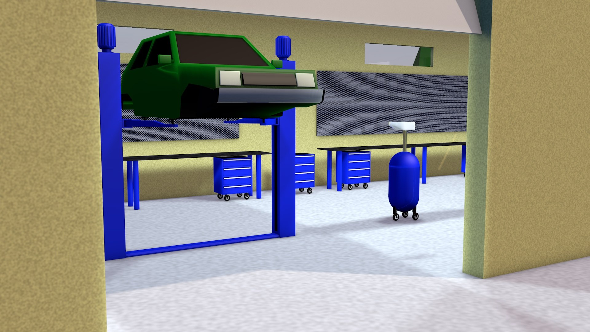 Yancher City Low Poly Garage Body Shop Model - TurboSquid 1757480