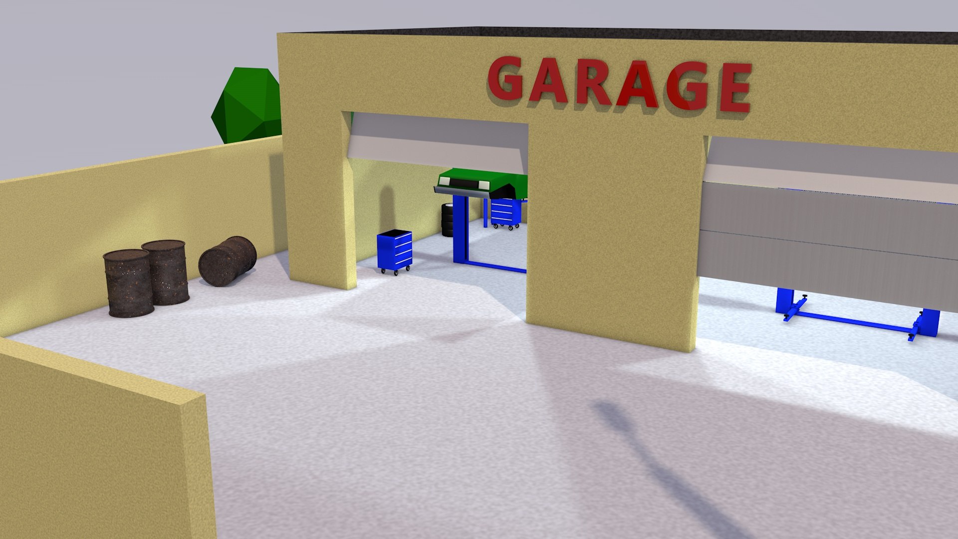 Yancher City Low Poly Garage Body Shop Model - TurboSquid 1757480