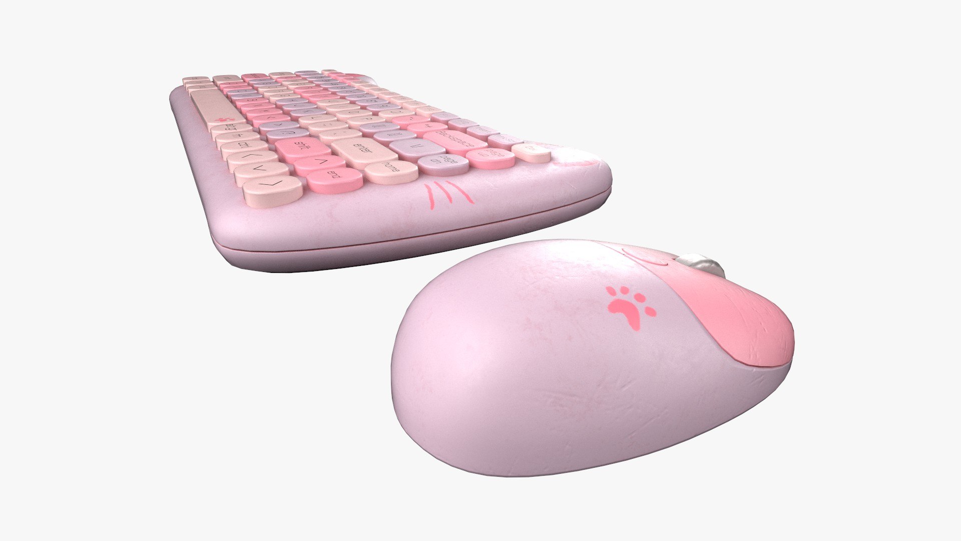 3D Wireless Keyboard Mouse Set Pinky Tones Version - TurboSquid 2086693