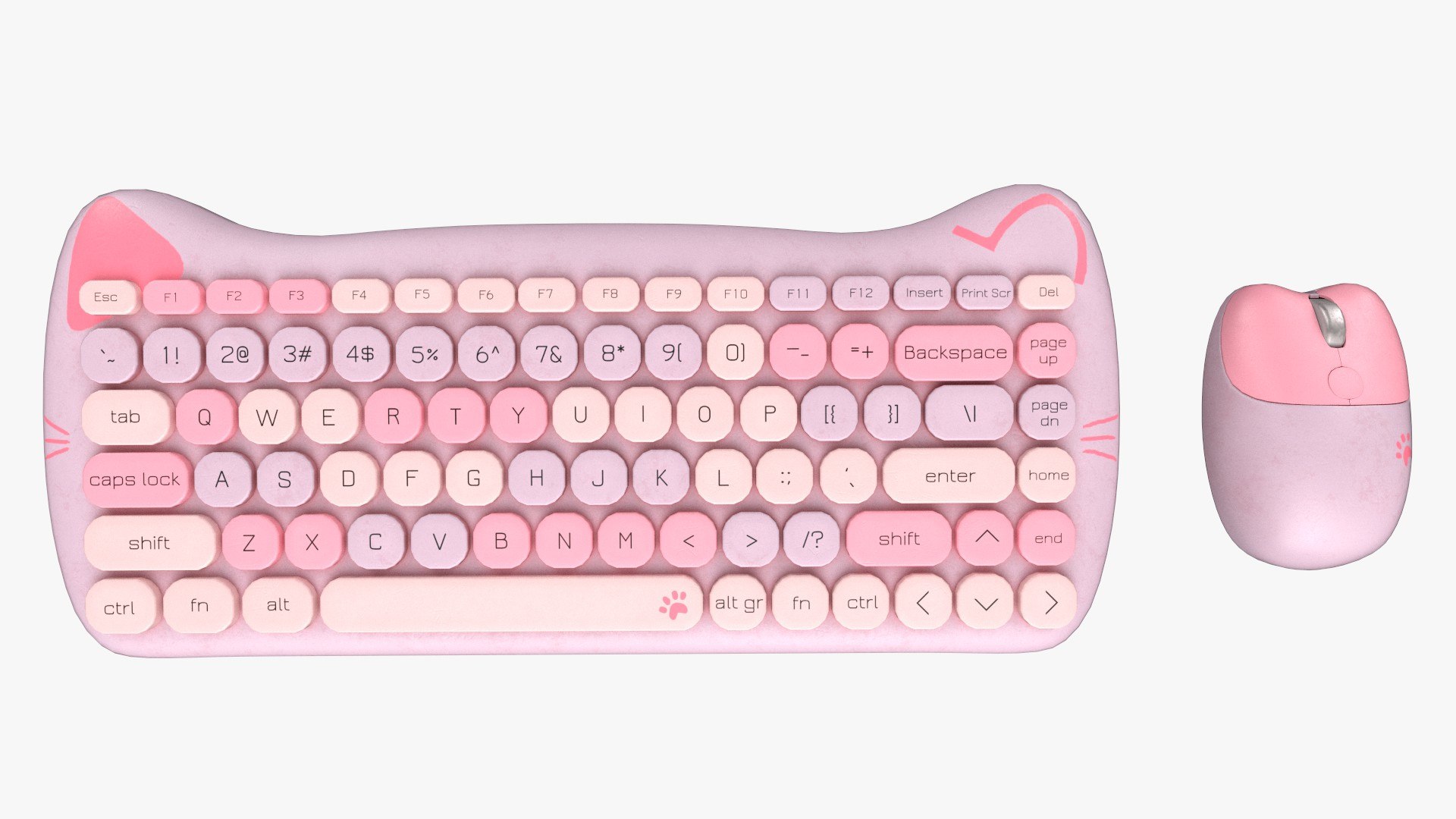 3D Wireless Keyboard Mouse Set Pinky Tones Version - TurboSquid 2086693