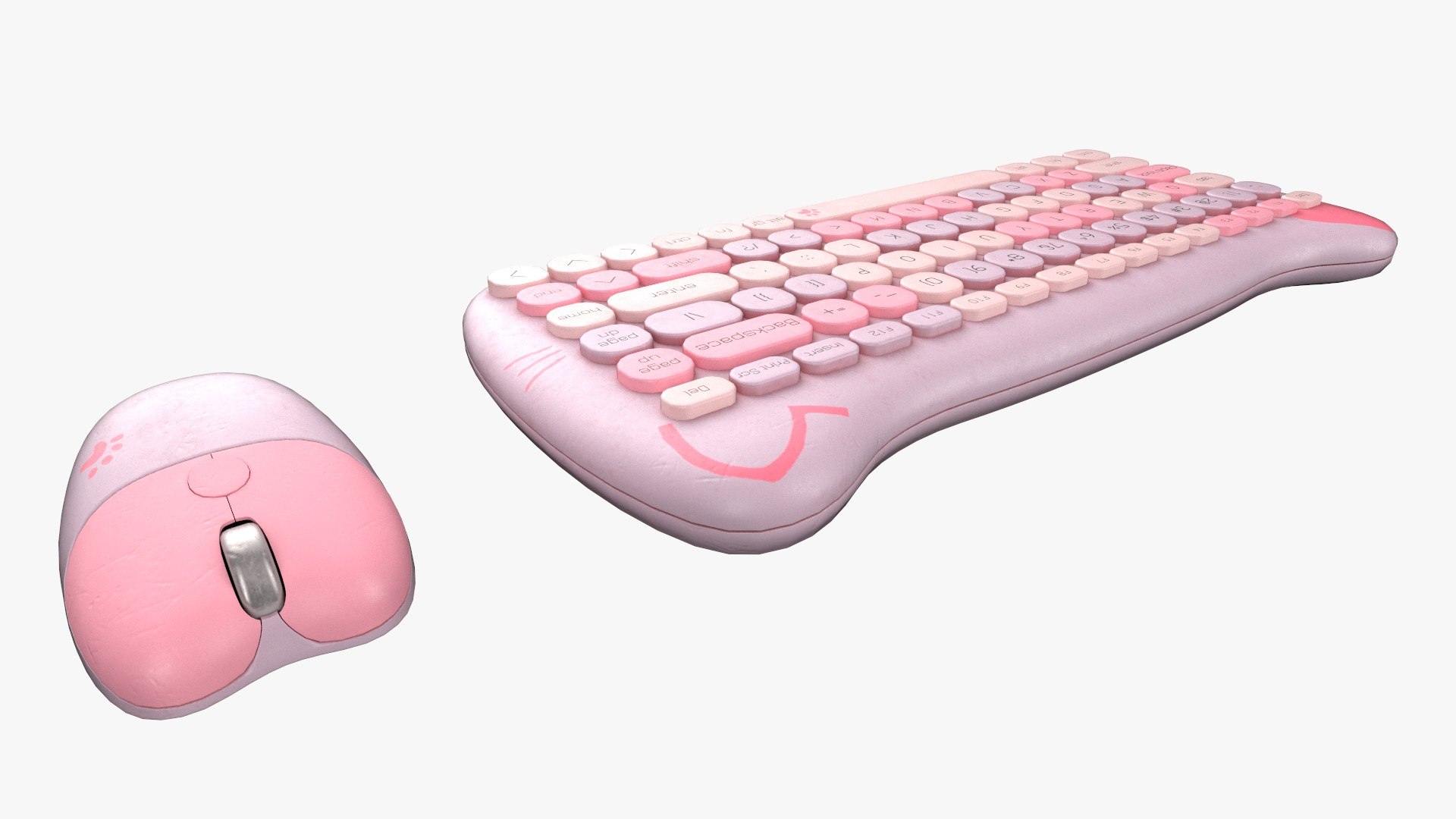 3D Wireless Keyboard Mouse Set Pinky Tones Version - TurboSquid 2086693