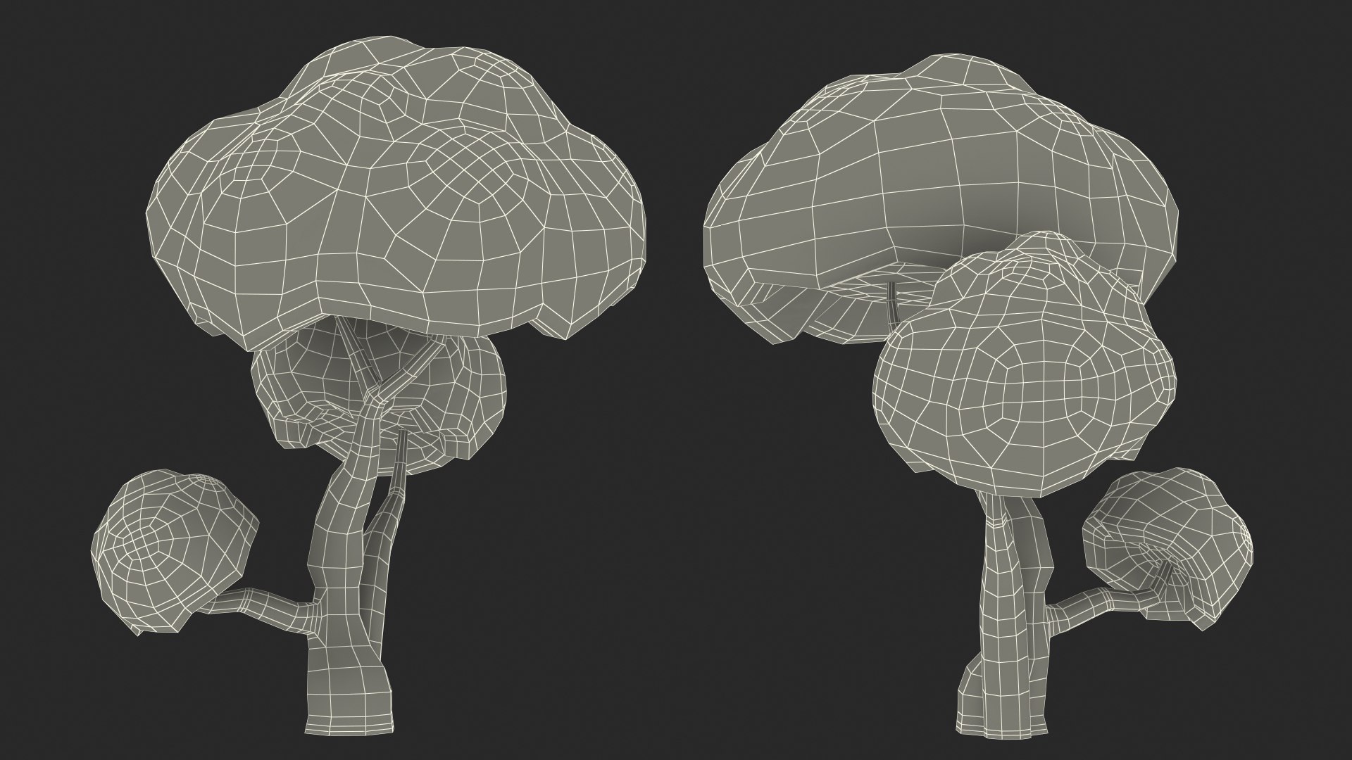 Cartoon Double Tree Simple Coloring 3D model - TurboSquid 2169145