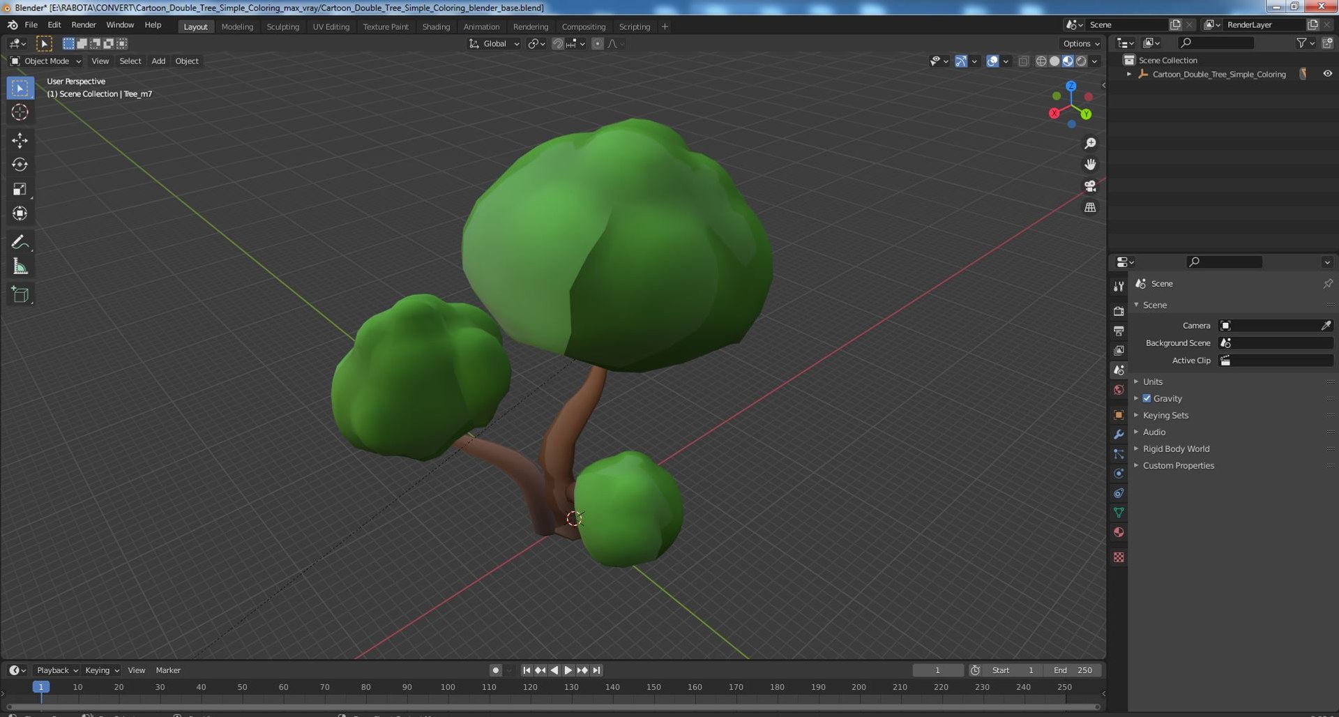 Cartoon Double Tree Simple Coloring 3D model - TurboSquid 2169145