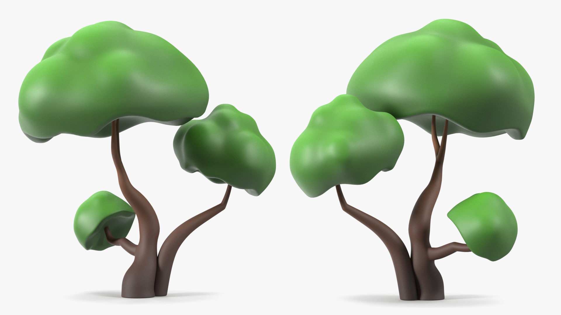 Cartoon Double Tree Simple Coloring 3D Model - TurboSquid 2169145