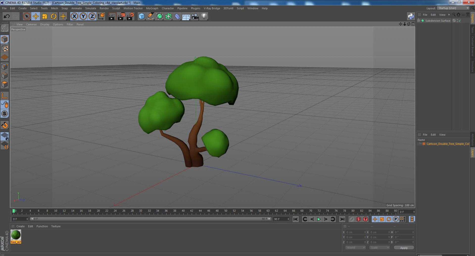 Cartoon Double Tree Simple Coloring 3D model - TurboSquid 2169145