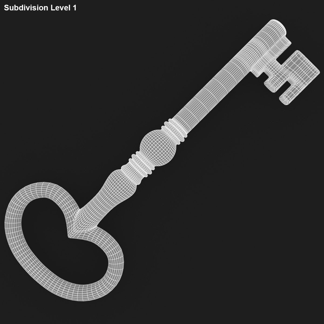 3d model realistic vintage key set