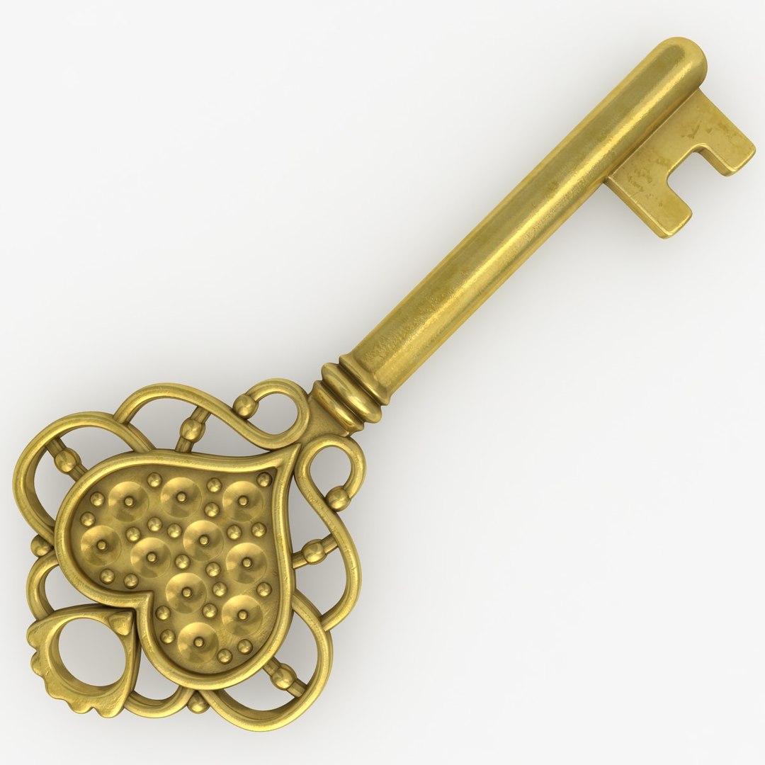 3d model realistic vintage key set