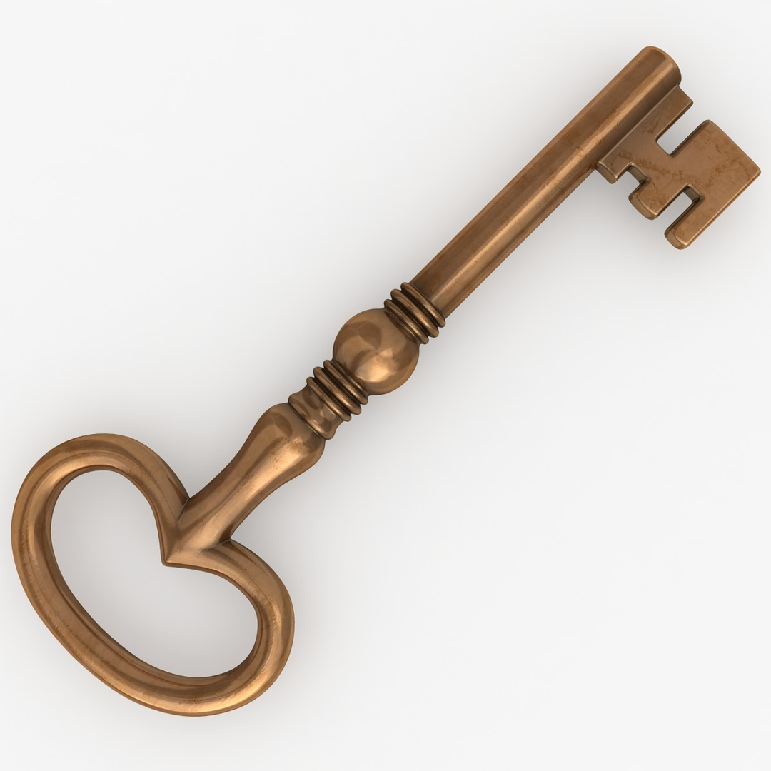 3d model realistic vintage key set