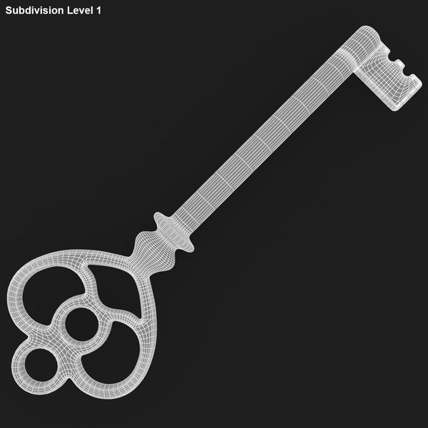 3d model realistic vintage key set
