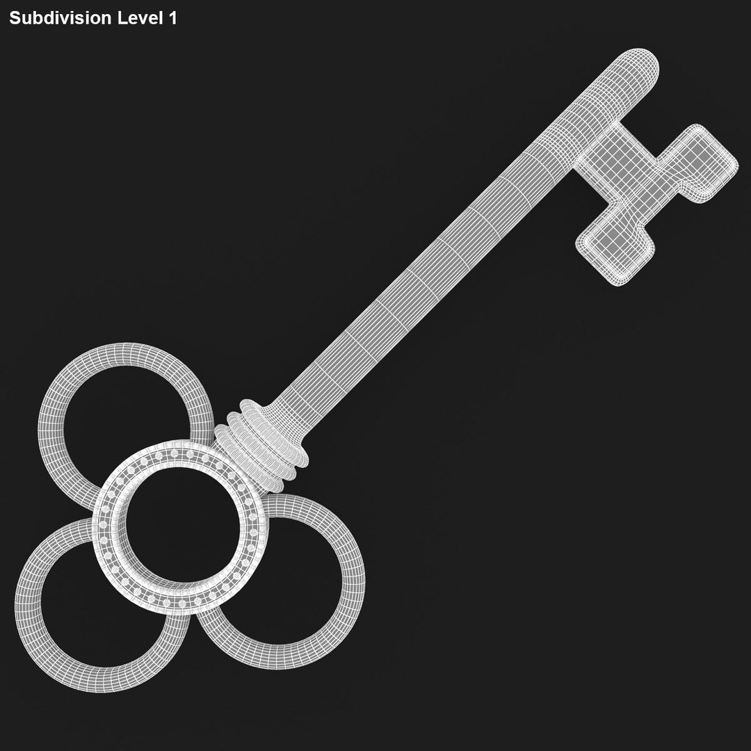 3d model realistic vintage key set