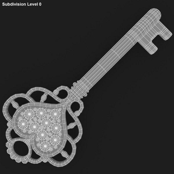3d model realistic vintage key set