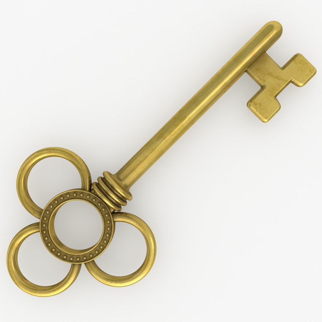 3d model realistic vintage key set