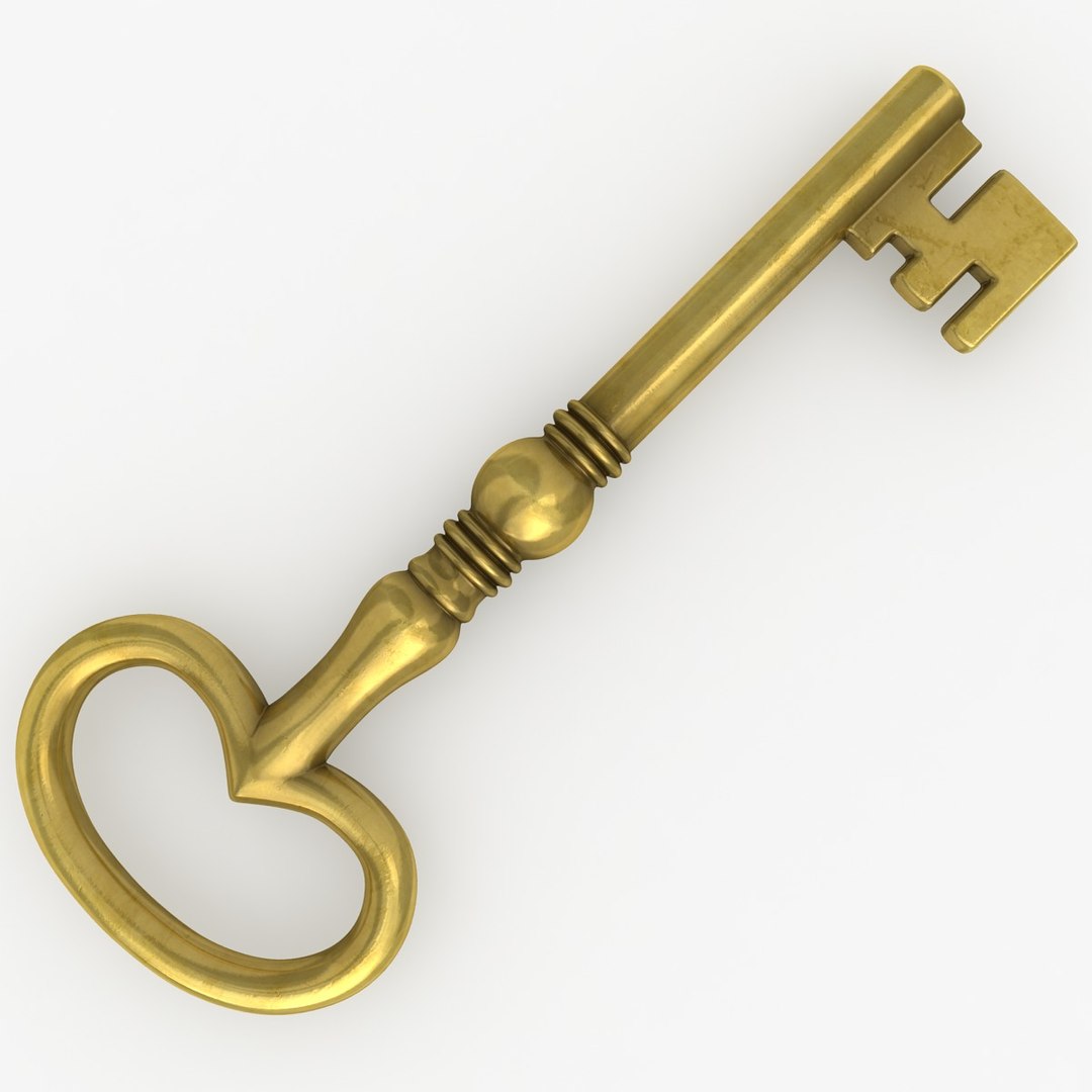 3d model realistic vintage key set
