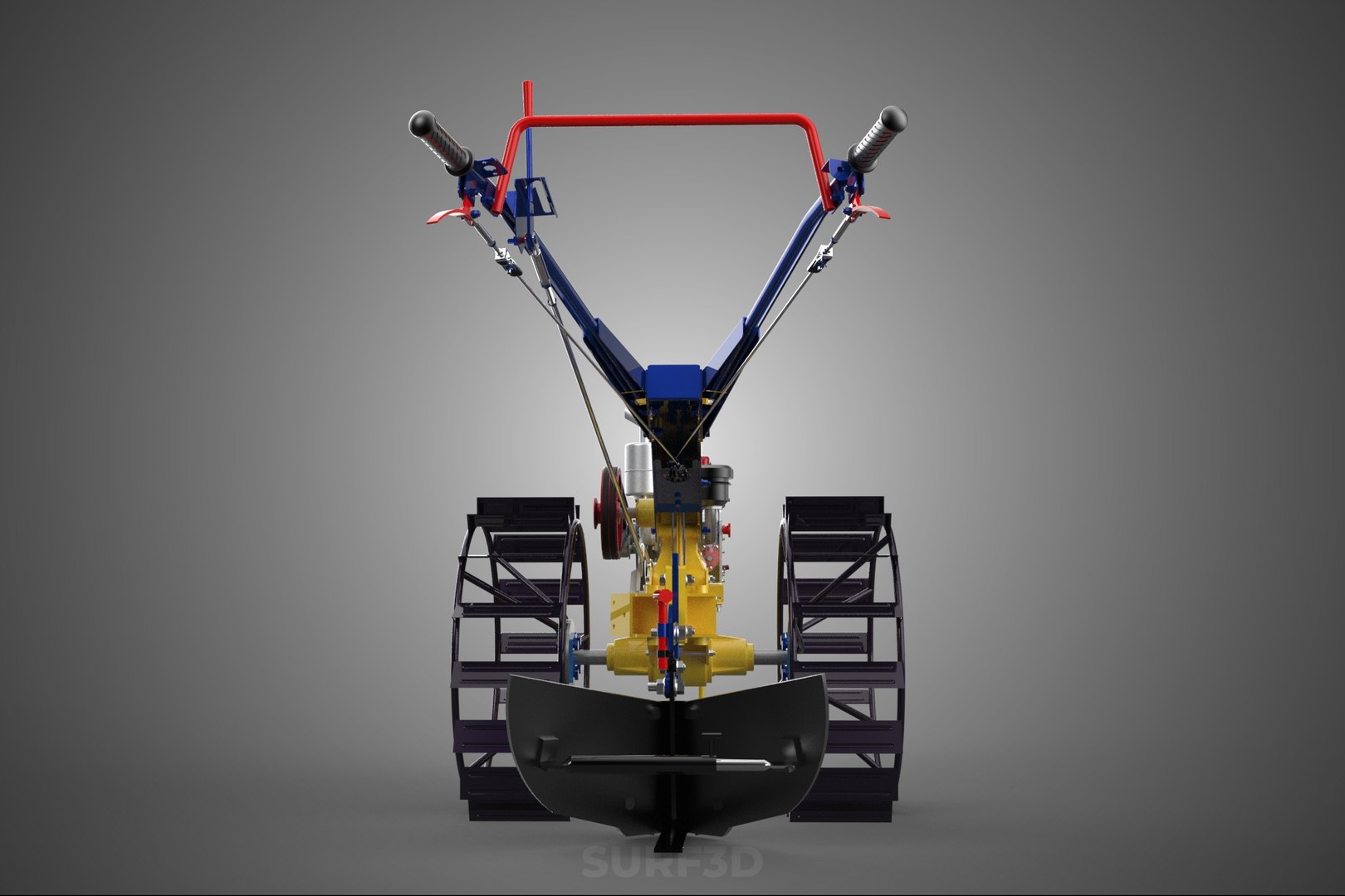 3D BLADE MOLD MOULD BOARD FURROW PLOUGH TWO CAGE WHEEL HAND TRACTOR ...