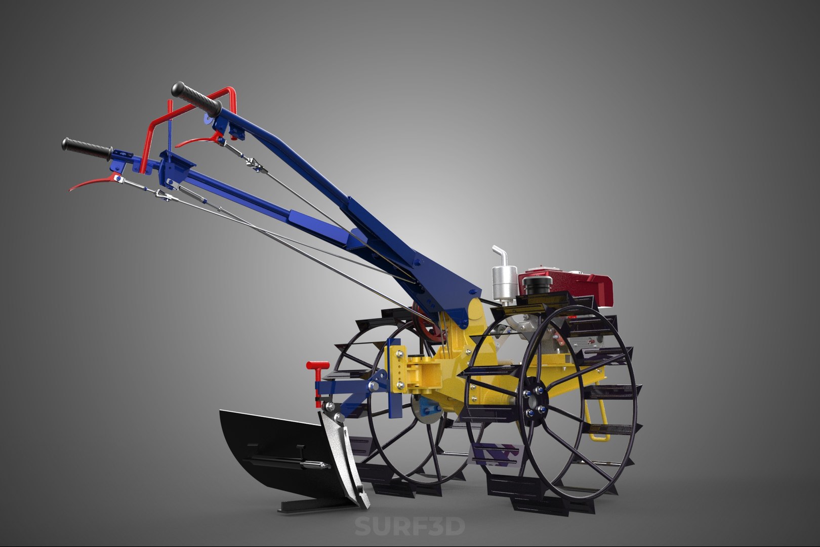 3D BLADE MOLD MOULD BOARD FURROW PLOUGH TWO CAGE WHEEL HAND TRACTOR ...