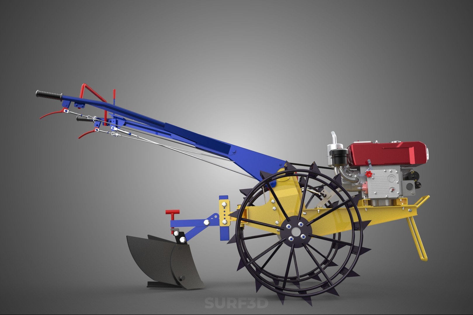 3D BLADE MOLD MOULD BOARD FURROW PLOUGH TWO CAGE WHEEL HAND TRACTOR ...