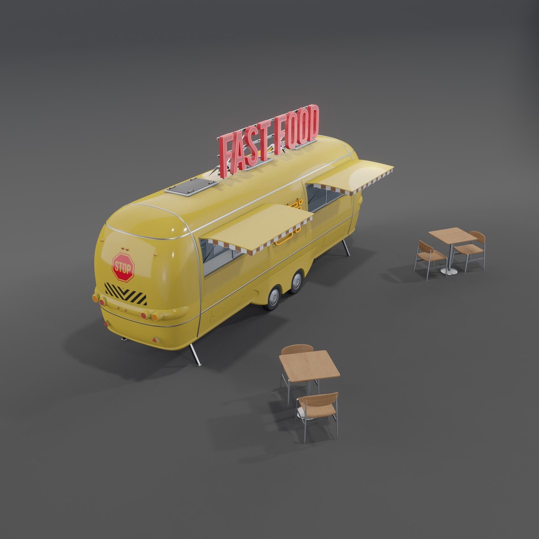 3D Yellow Fast Food Trailer - TurboSquid 2174920