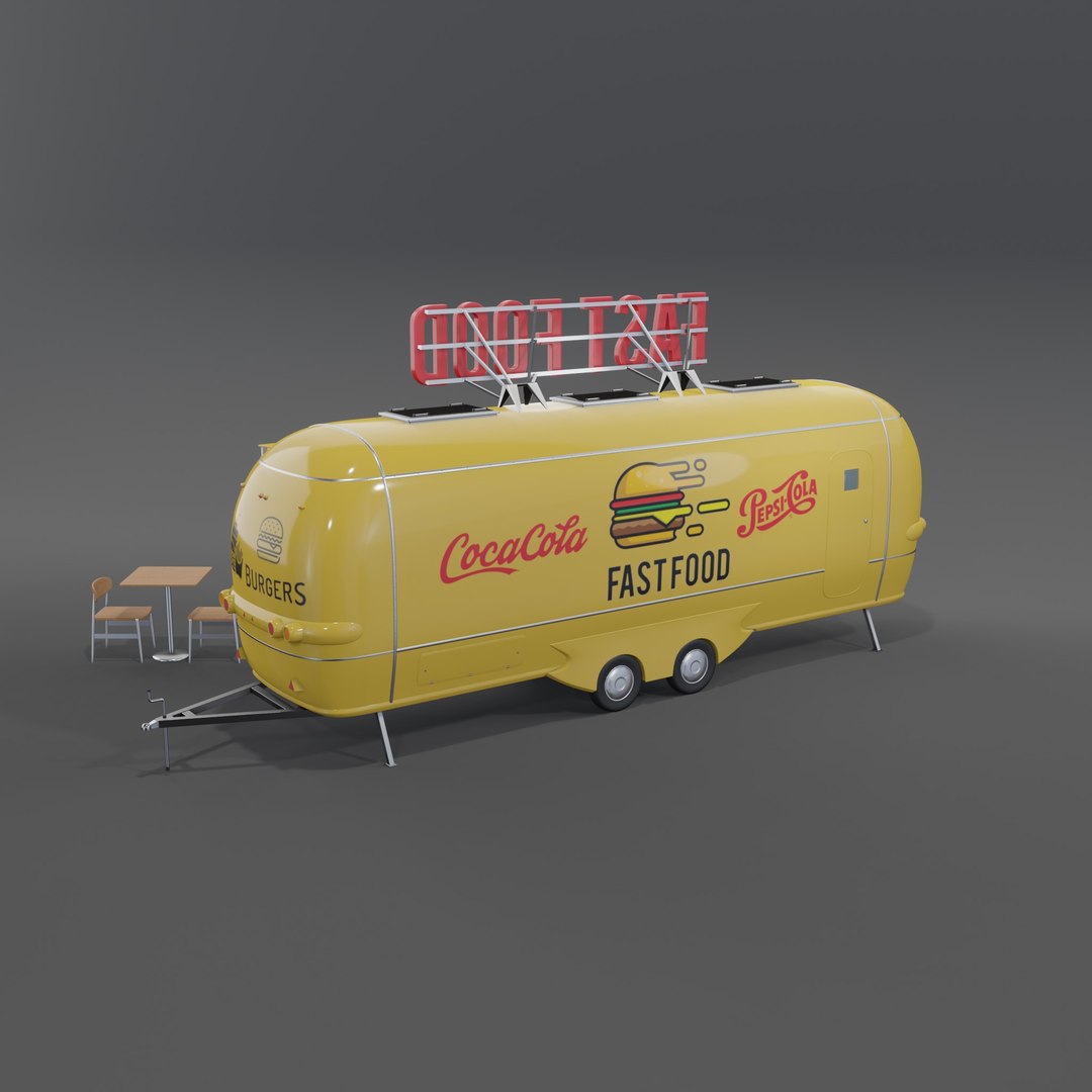 3D Yellow Fast Food Trailer - TurboSquid 2174920