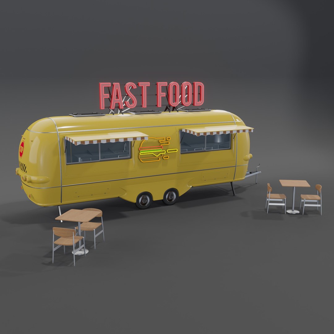 3D Yellow Fast Food Trailer - TurboSquid 2174920