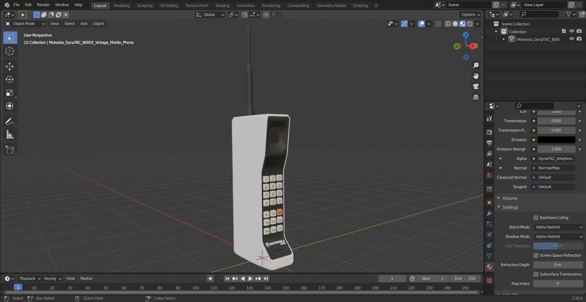 Motorola DynaTAC 8000X Vintage Mobile Phone 3D model - TurboSquid 1794531