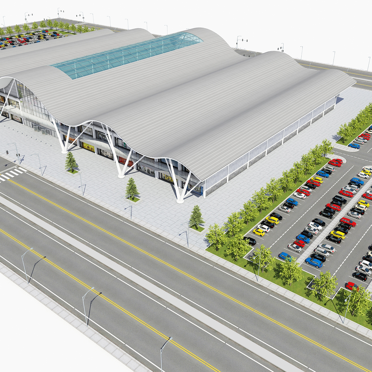 3d model of shopping center exterior interior