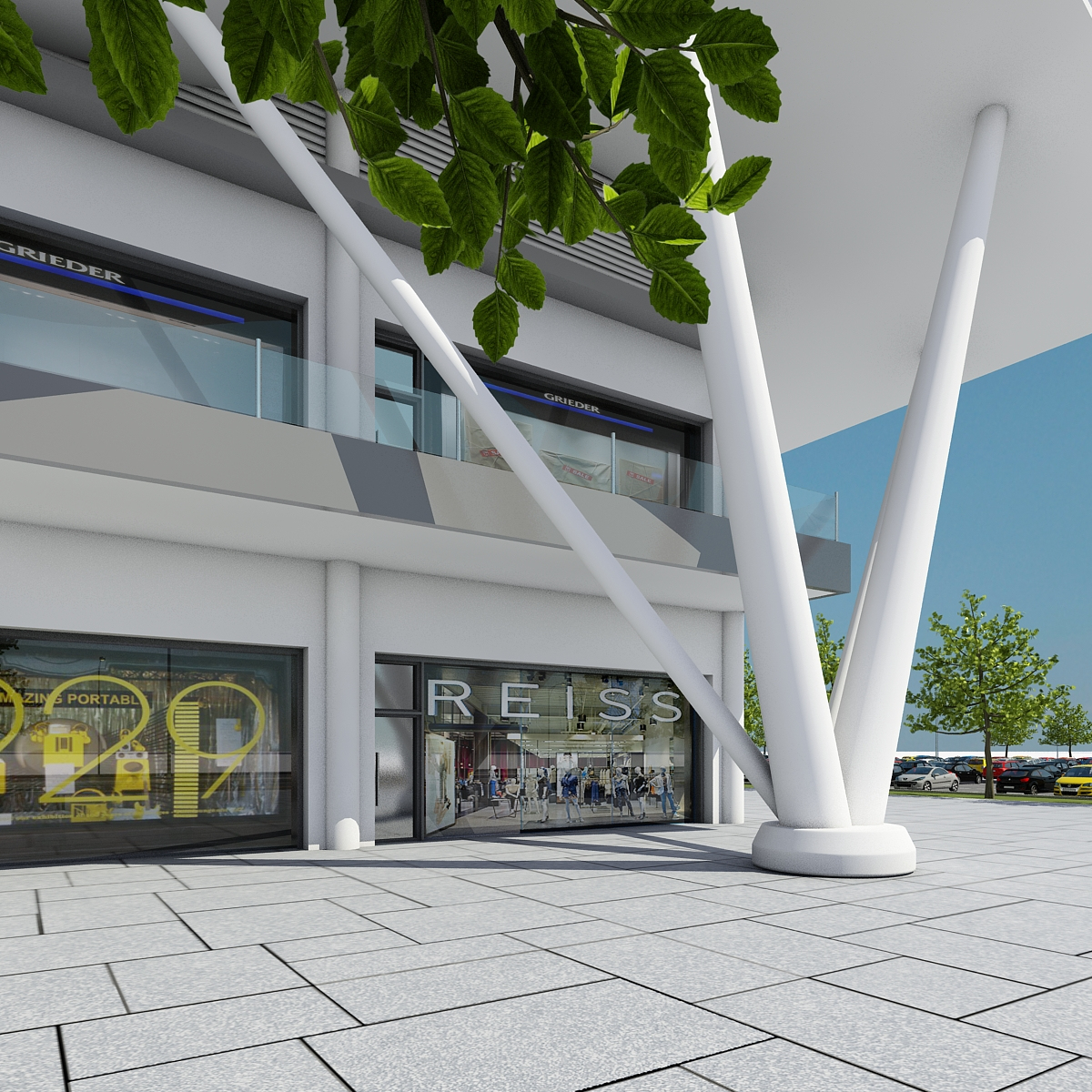 3d model of shopping center exterior interior