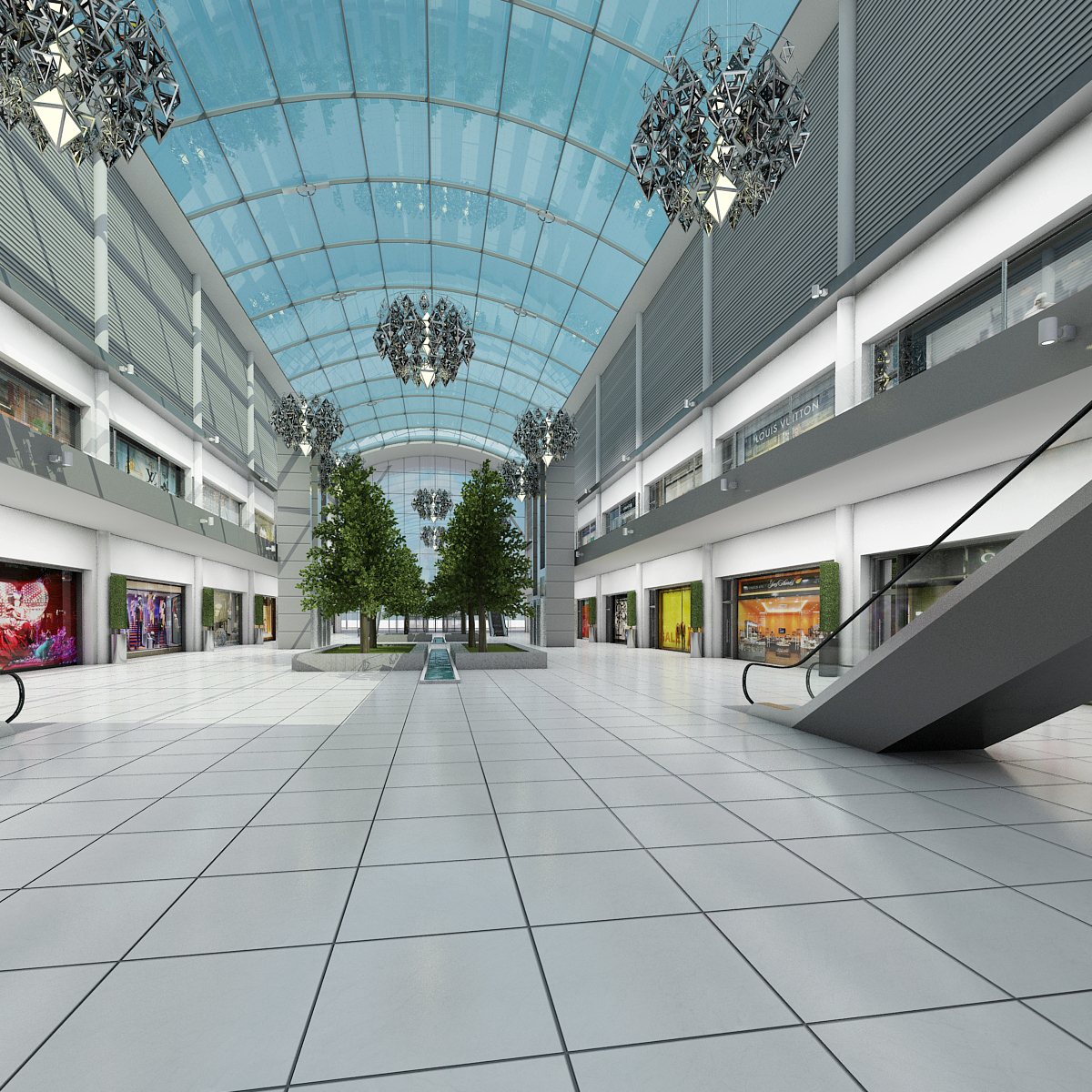 3d model of shopping center exterior interior