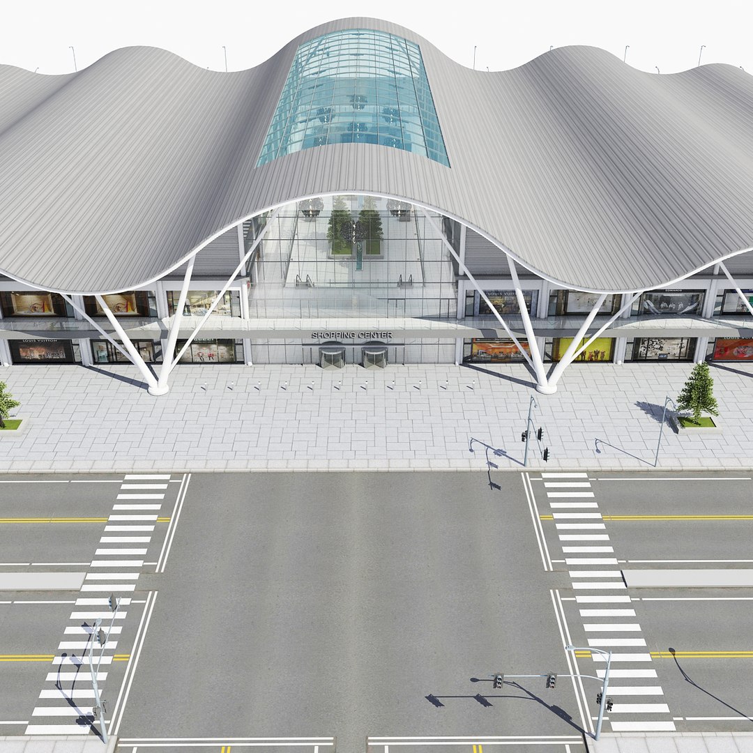 3d model of shopping center exterior interior