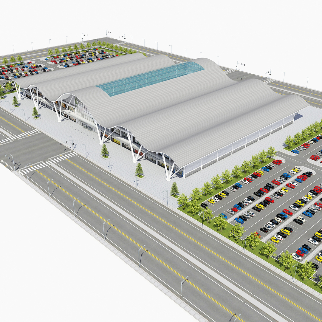 3d model of shopping center exterior interior